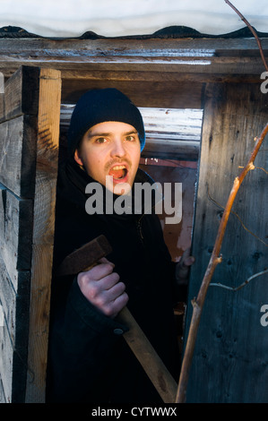 homeless person man shack Stock Photo - Alamy