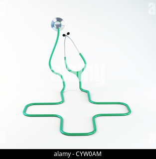 Stethoscope with medical symbol on medical background. 3d illustration ...