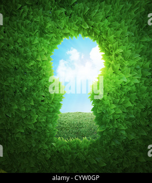 Green hedge opening shaped like a keyhole Stock Photo - Alamy