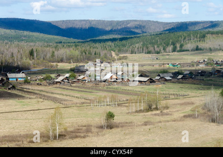 Village beside Trans Siberian railway between Ulan Ude and Tayshet ...