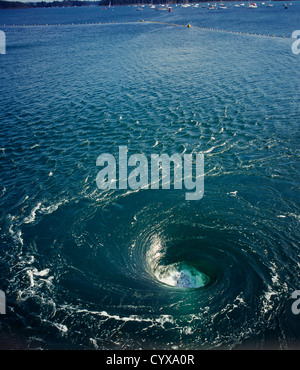 Rance Tidal Power Station Whirlpool caused by tidal water flowing down ...