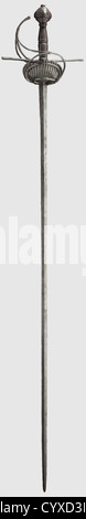 An Italian rapier, circa 1620/30 Double-edged thrusting blade with ...