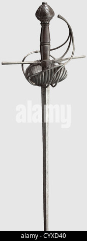 An Italian rapier, circa 1620/30 Double-edged thrusting blade with ...