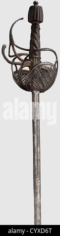 A German Pappenheim rapier,circa 1640 Double-edged blade,inscribed "GIO ...