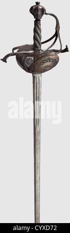 A German Pappenheim rapier,ca. 1630 Broad blade with double fullers at ...