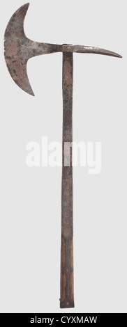 A German battle axe, mid-16th century Slender, crescent-shaped blade ...
