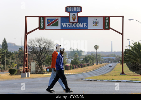 Town sign, entrance to the town Tsumeb, Namibia Stock Photo - Alamy