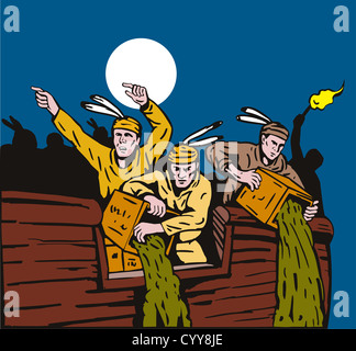 Illustration of the Boston tea party showing American patriots dressed ...