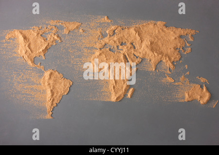 The global map made of sand Stock Photo - Alamy
