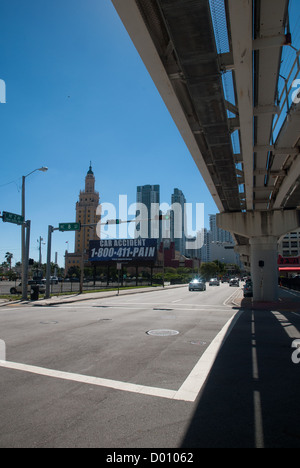Under the Omni Loop light rail in downtown Miami, Florida, USA Stock ...