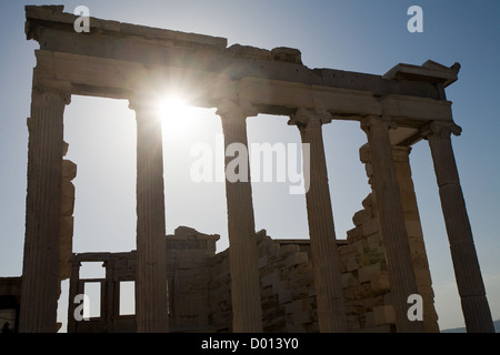 closeup portico of Athens Parthenon ancient Greek temple Stock Photo ...