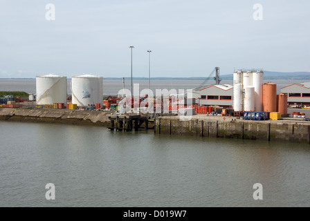 LANCASHIRE; THE HEYSHAM FERRY TERMINAL WITH CONTAINERS AWAITING LOADING ...