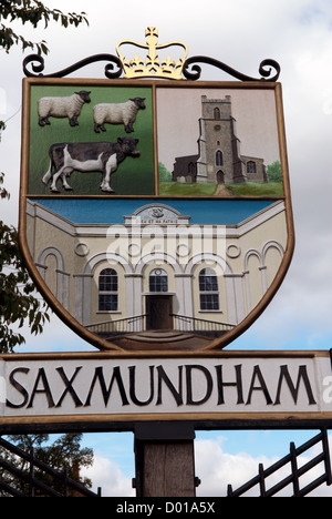 Saxmundham Suffolk England town sign Stock Photo - Alamy