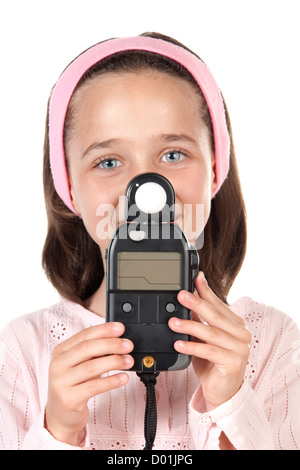 Photo of sweet pretty lady dressed striped shirt choosing green pink ...
