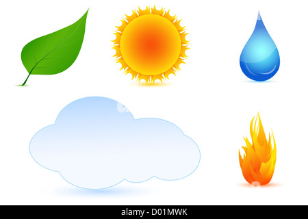 illustration of types of weather on white background Stock Photo - Alamy