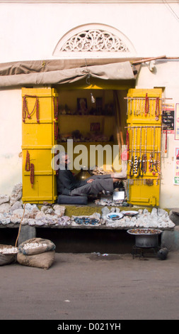 India, Rajasthan, Pushkar, Shop fronts and restaurant signs in Pushkar ...