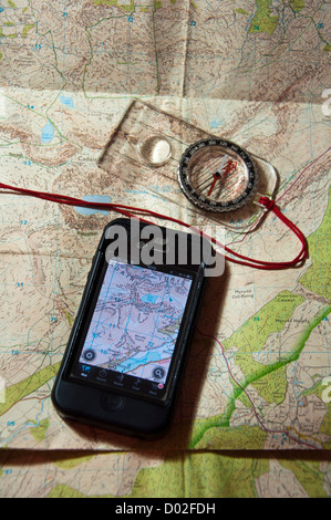 Ordnance survey OS map, I phone GPS and compass for navigation for ...