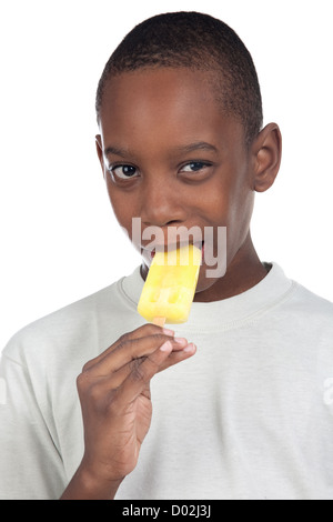 African American children eating ice cream lemon Stock Photo - Alamy