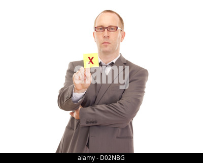 Business person showing removable note Stock Photo - Alamy