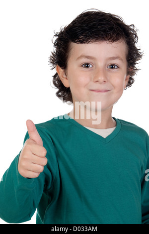 Happy children saying Ok with the thumb up isolated on a white ...
