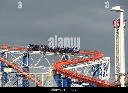 A train of The Big One ride at Blackpool Pleasure Beach, Lancashire ...