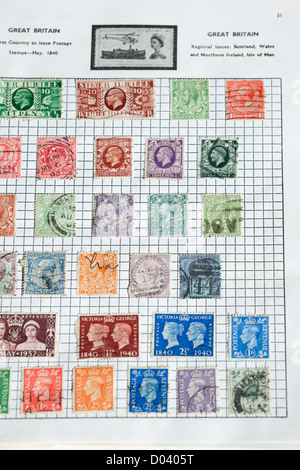 England. Stamp collecting. Album pages with English Victorian 1 penny ...
