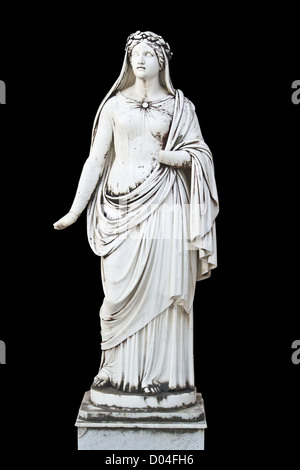 Ancient sculpture of muse. Statue woman with lyre isolated photo with ...