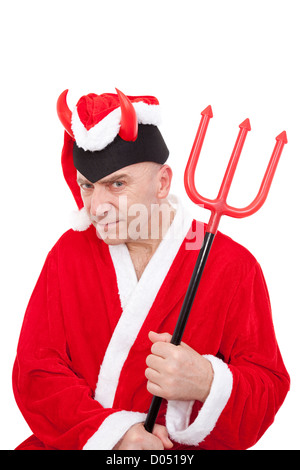 Santa Claus with trident on white background Stock Photo - Alamy