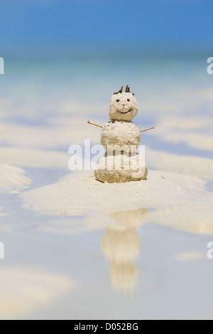 Snowman Made of Sand on the Beach Stock Photo - Alamy