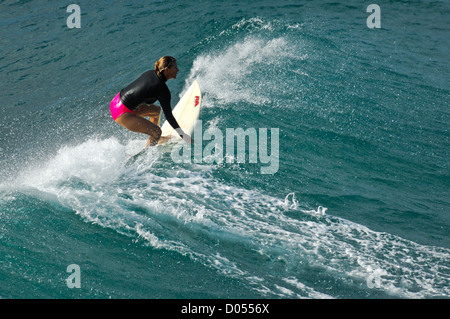 Girl surfing at Honolua Bay Maui Hawaii Stock Photo - Alamy