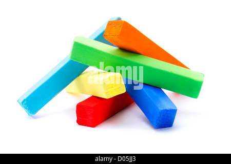 Different color crayon pastels isolated on white with natural shadows ...