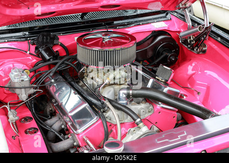 A V8 engine showing performance turbo blower on a hot rod at the Gold ...