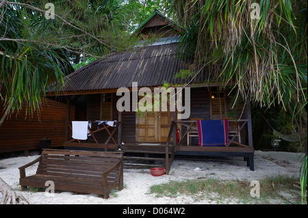Wooden hut on beach, Lankayan Island, Borneo Stock Photo - Alamy