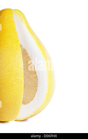 Pomelo and its segment and cross-section isolated on white background ...