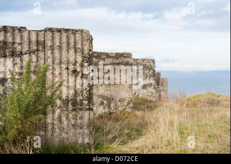 WW2 anti-tank concrete block, Landguard Point, Felixstowe, Suffolk, UK ...