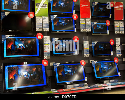 Televisions on sale in Tesco supermarket, England, UK Stock Photo - Alamy