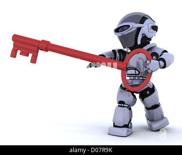 3D render of a robot holding a key Stock Photo - Alamy