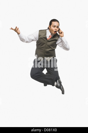 Mime talking on a mobile phone Stock Photo - Alamy