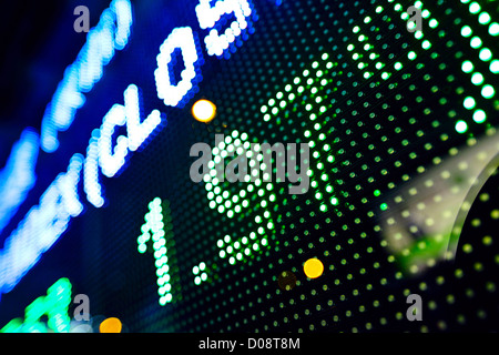 led display at night with stock infomation abstract Stock Photo - Alamy