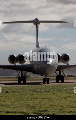 RAF Vickers VC10 air tanker plane landing at RAF Brize Norton Air Base ...