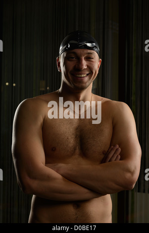 Professional male swimmer swimming in the pool Stock Photo - Alamy