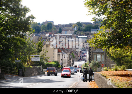 View of the Somerset town of Frome with the main road leading to the ...