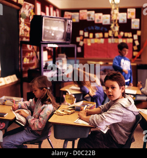Children kids at their desks in a 1990s Canadian primary school ...