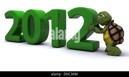 3D render of a tortoise bringing in the new year Stock Photo - Alamy