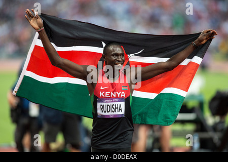 David Rudisha (KEN) winning the gold medal in world record time in the ...