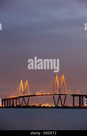 Cable-stayed bridge Fred Hartman Bridge Houston Ship Channel Baytown ...