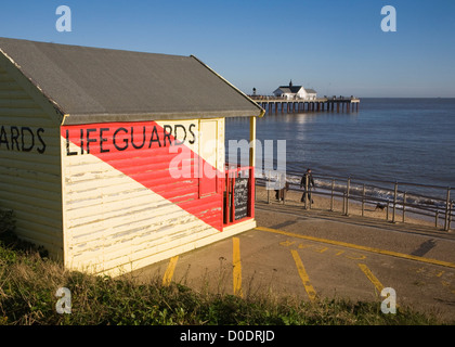 The Lifeguards beach hut at Southwold, Suffolk, England UK Stock Photo ...