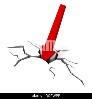 Blue Downward Arrow Shows Collapse Stock Photo - Alamy