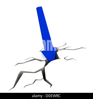 Blue Downward Arrow Shows Collapse Stock Photo - Alamy