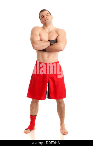 Young MMA fighter full length, isolated on white Stock Photo - Alamy